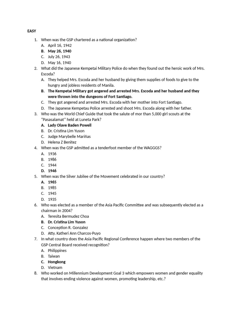 GSP - Quiz Bee | PDF