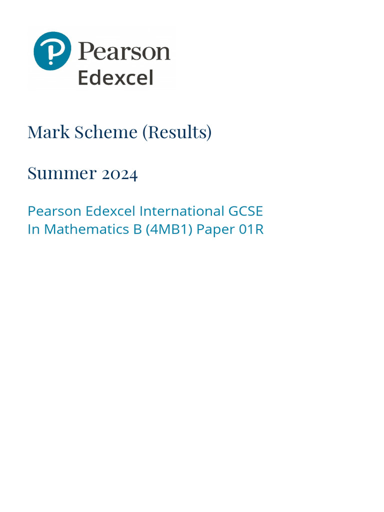 IG Mathematics B - Mark Scheme 1R ( Jun 2024) | PDF