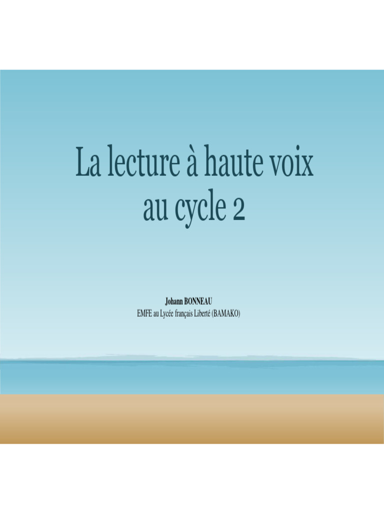 La Lecture A Haute Voix c2 Diaporama Ap | PDF
