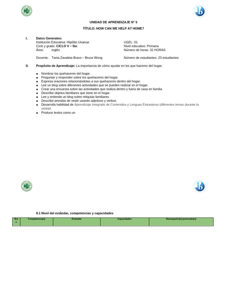 Unidad de Aprendizaje 1 - 5to Primaria HU III Bimestre | PDF