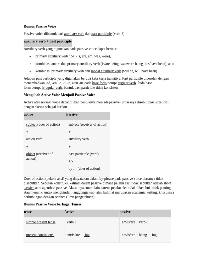 Rumus Passive Voice | PDF