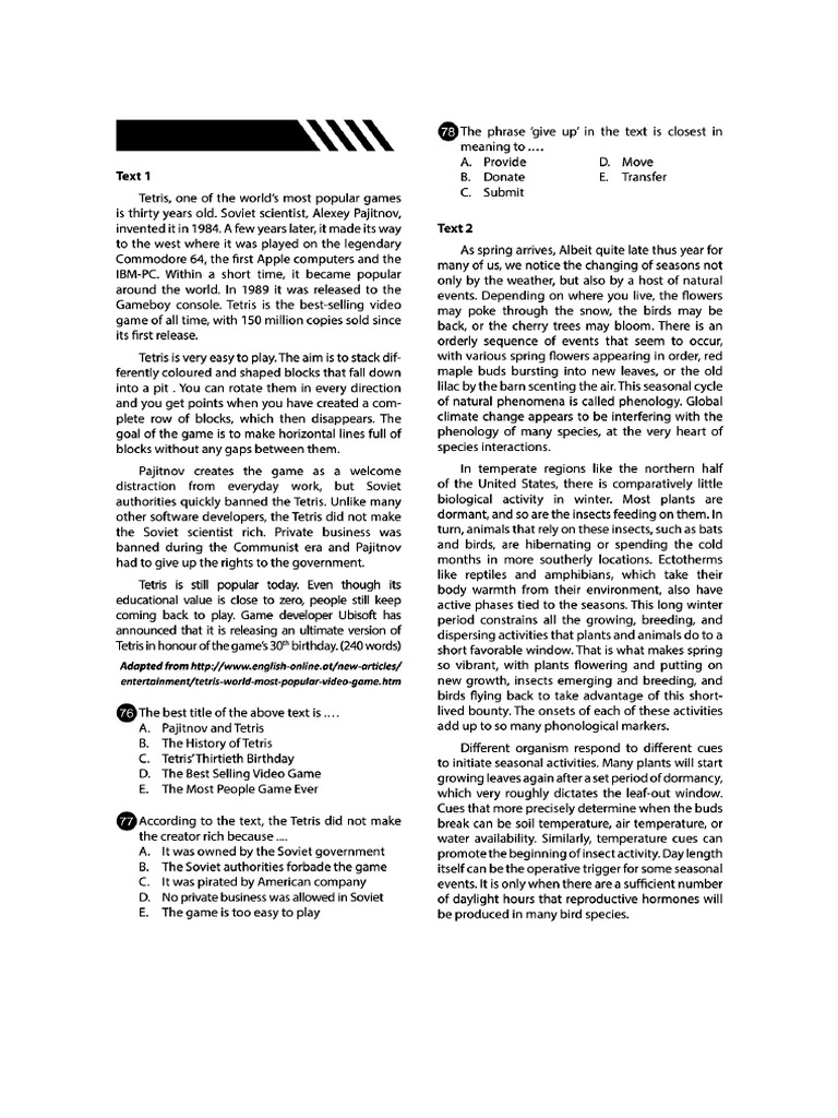 Reading U9 TOW 2 | PDF