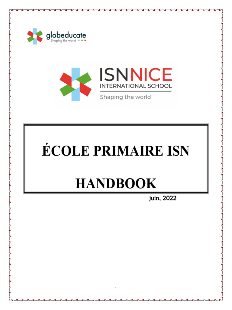 École Primaire Isn Handbook: Juin, 2022 | PDF