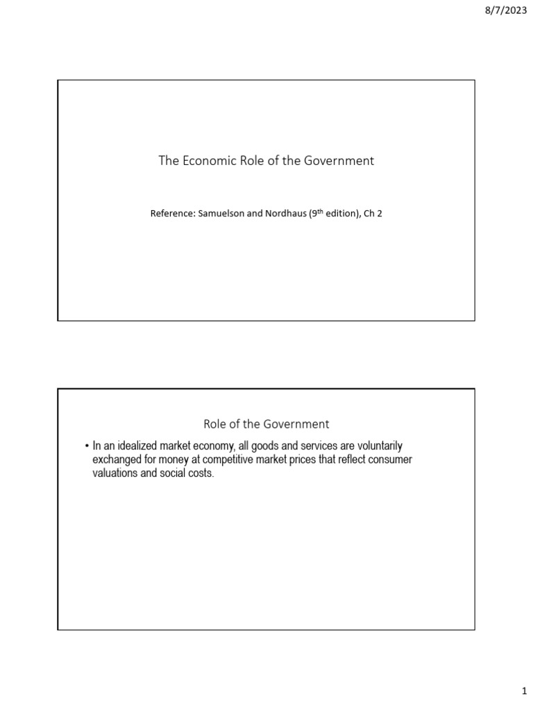 Role of Government | PDF