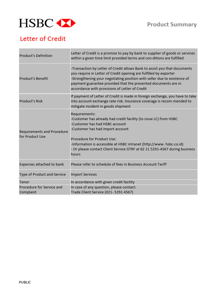 Letter of Credit | PDF
