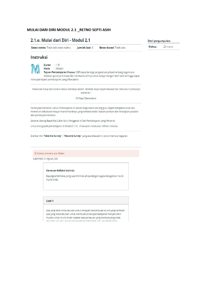 Mulai Dari Diri Modul 2.1 - Retno Septi Asih | PDF