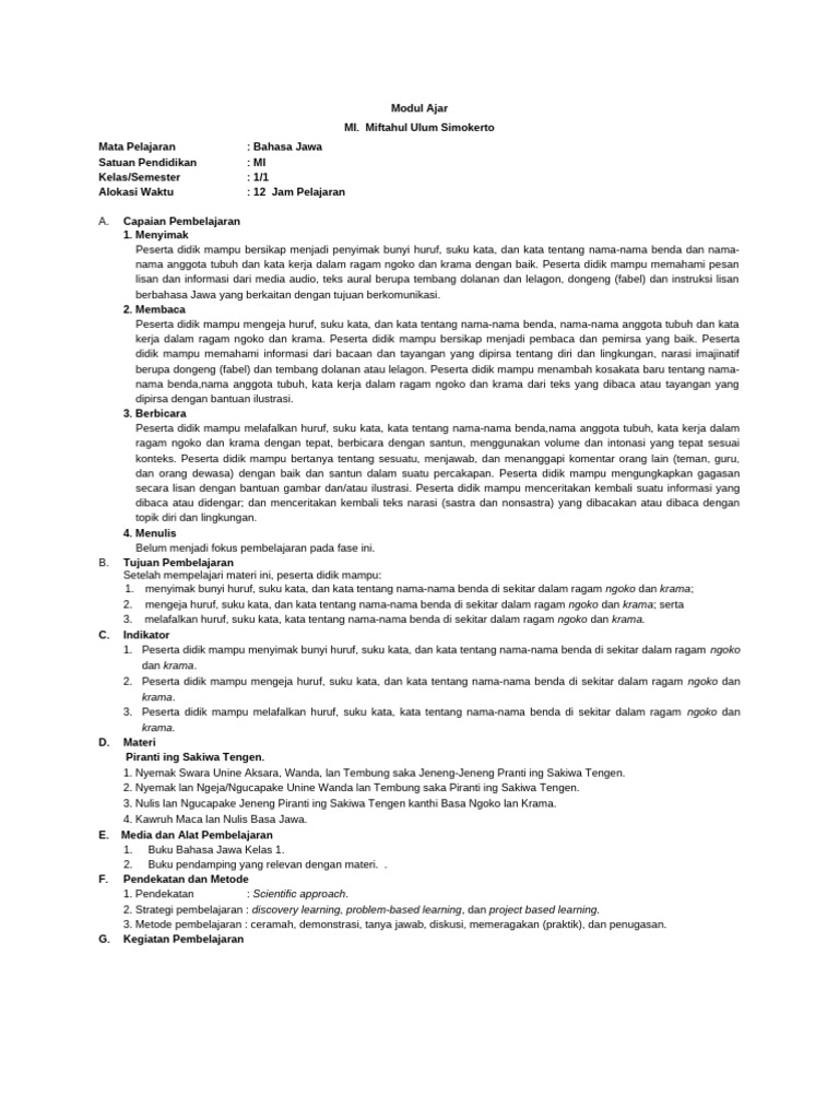 MODUL AJAR BAB 1 (13) SDH | PDF