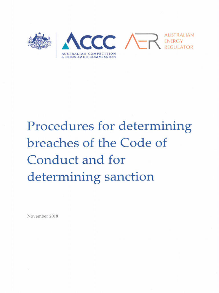 Accc Policy Procedures For Determining Breaches Code of Conduct | PDF