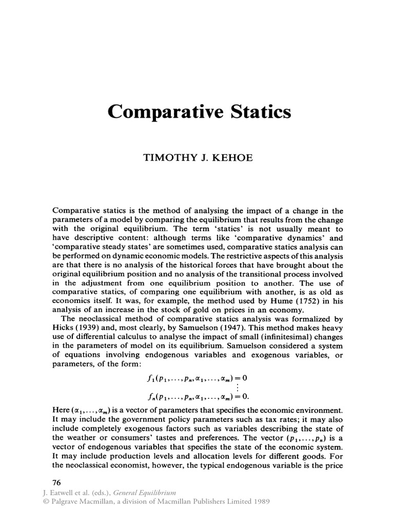 Comparative Statics | PDF
