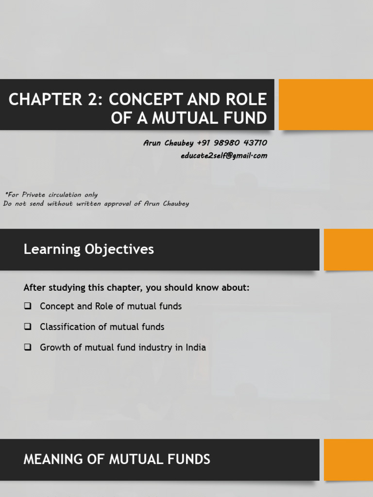 Chapter 2 Concept and Role of A Mutual Fund | PDF