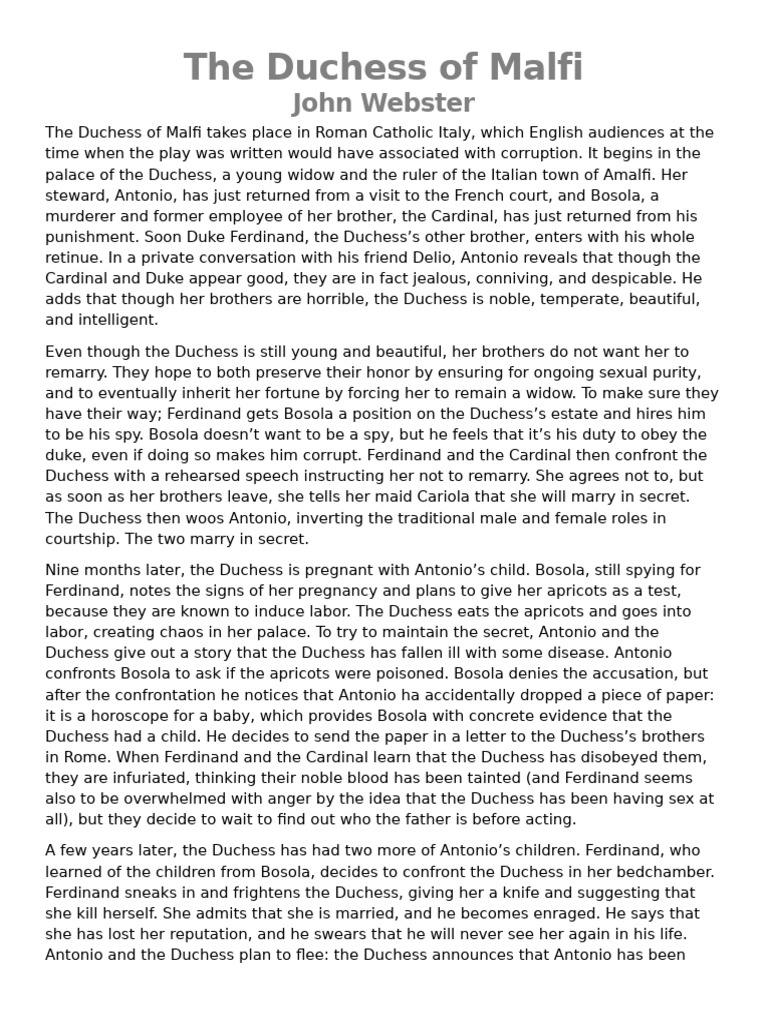 The Duchess of Malfi | PDF