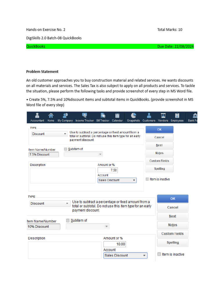 QuickBooks Exercise 2 | PDF | Finance & Money Management