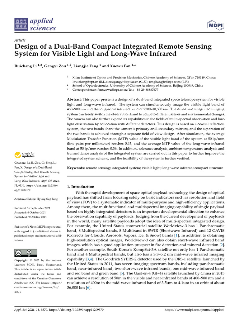 Design of A Dual-Band Comapct Integrated Remote Sensing System For ...