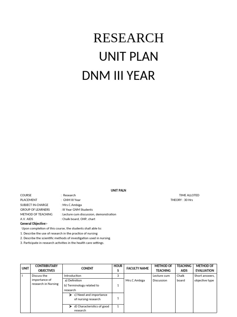 PBBSC unit plan | PDF