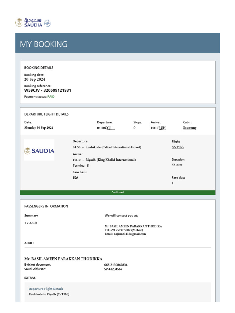 BASIL AMEEN Confirmed Ticket 23983928389 | PDF