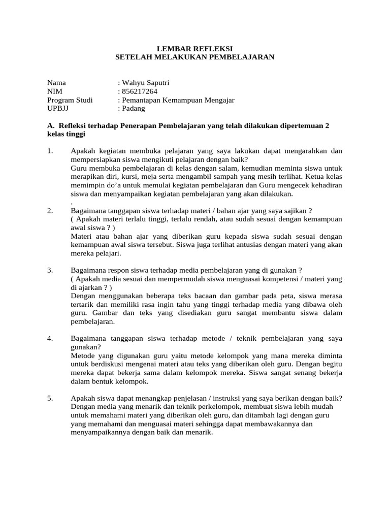 Lembar Refleksi 7 | PDF