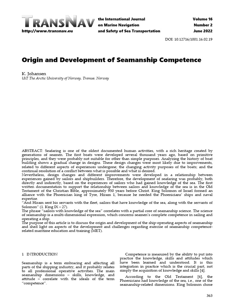 Origin and Development of Seamanship Competence | PDF