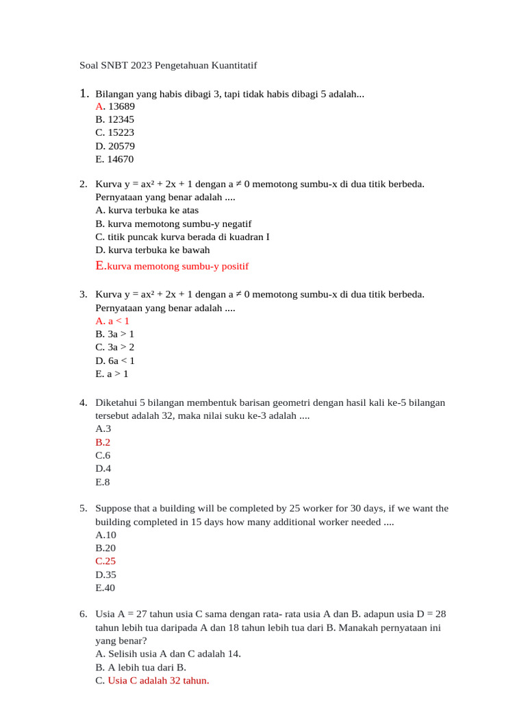 Pengetahuan Kuantitatif UTBK 2023 | PDF