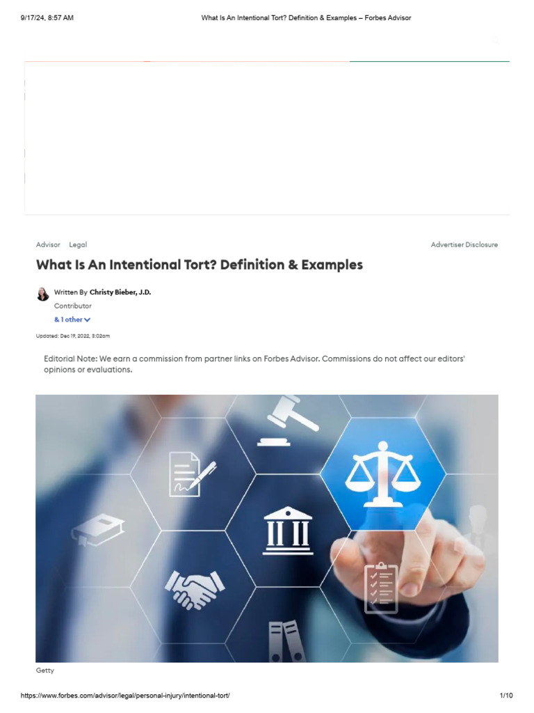 What Is An Intentional Tort - Definition & Examples - Forbes Advisor | PDF