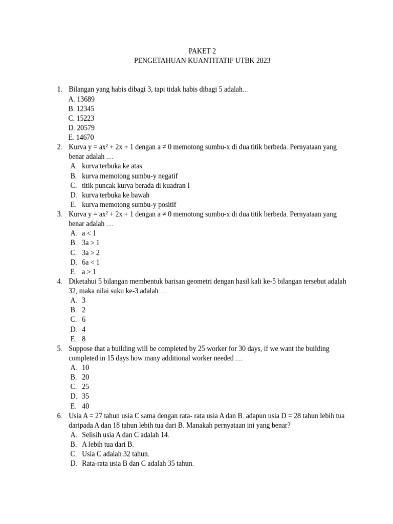 Soal PK UTBK 2023 (Paket 2) | PDF