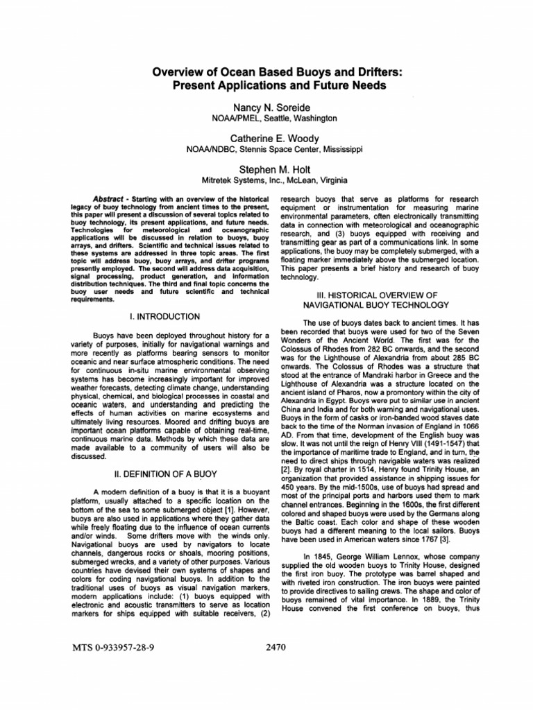 Overview Of Ocean Based Buoys And Drifters Present Applications Pdf