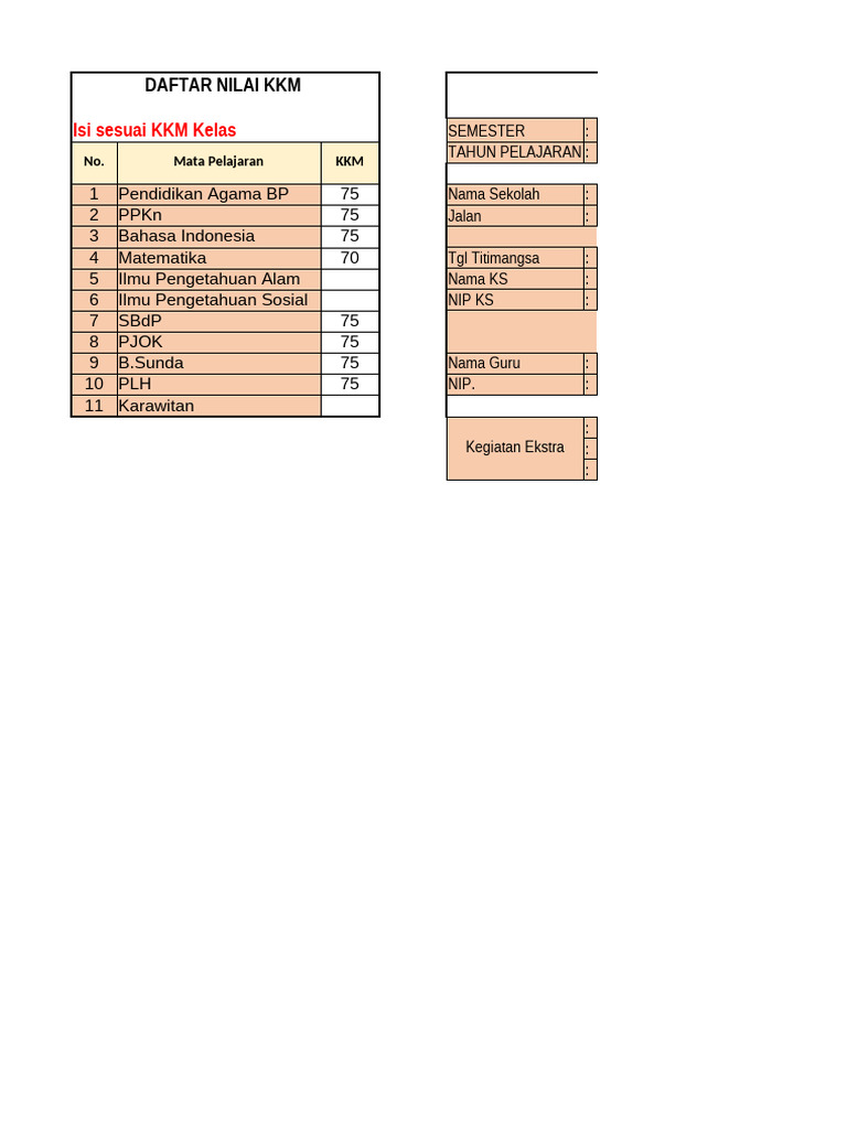 Aplikasi Raport Sementara KLS 1 | PDF