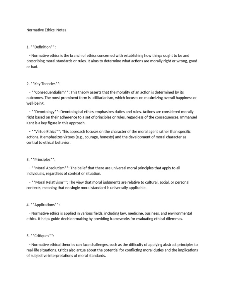 Normative Ethics Notes | PDF