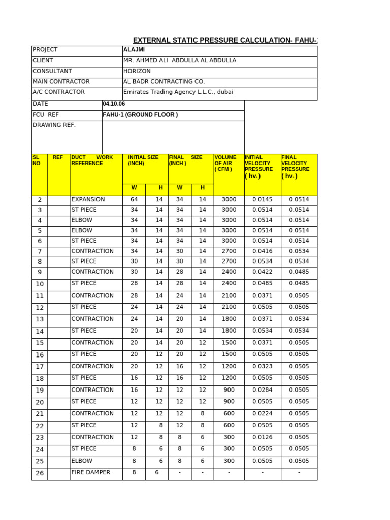 Toaz - Info Fahu Static Pressure Calculations PR | PDF