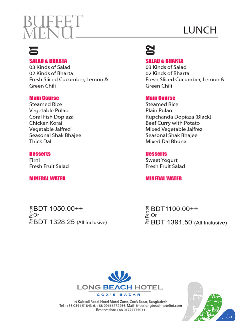 Buffet Lunch Menu-2024 | PDF