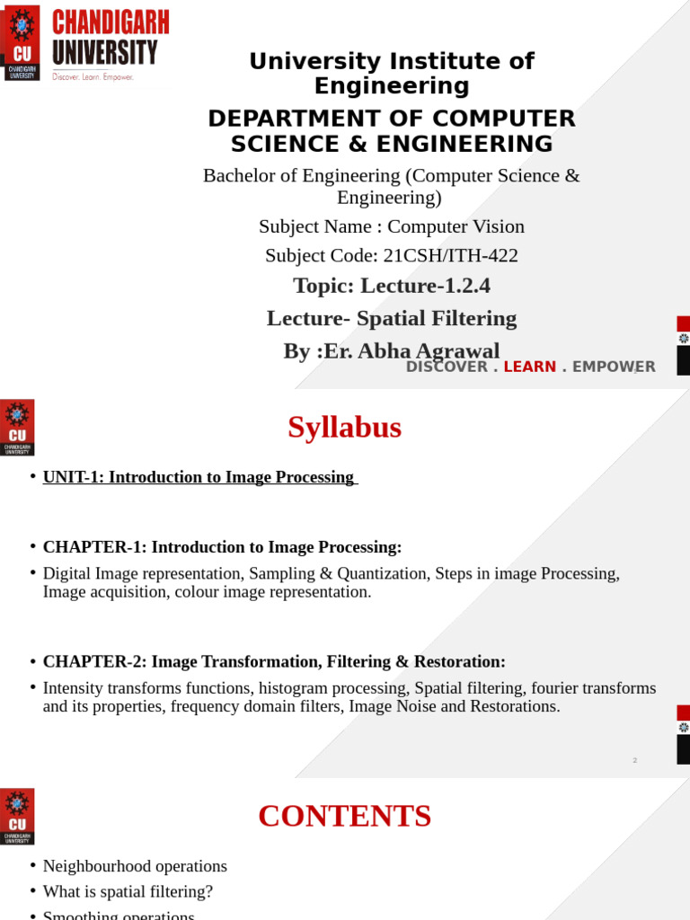 Lecture 1.2.4-Spatial Filtering | PDF | Signal Processing | Multidimensional Signal Processing