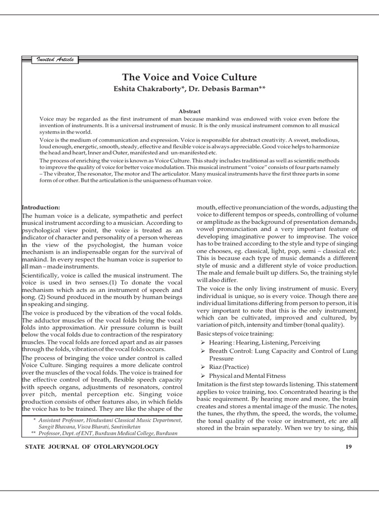 The Voice and Voice Culture | PDF
