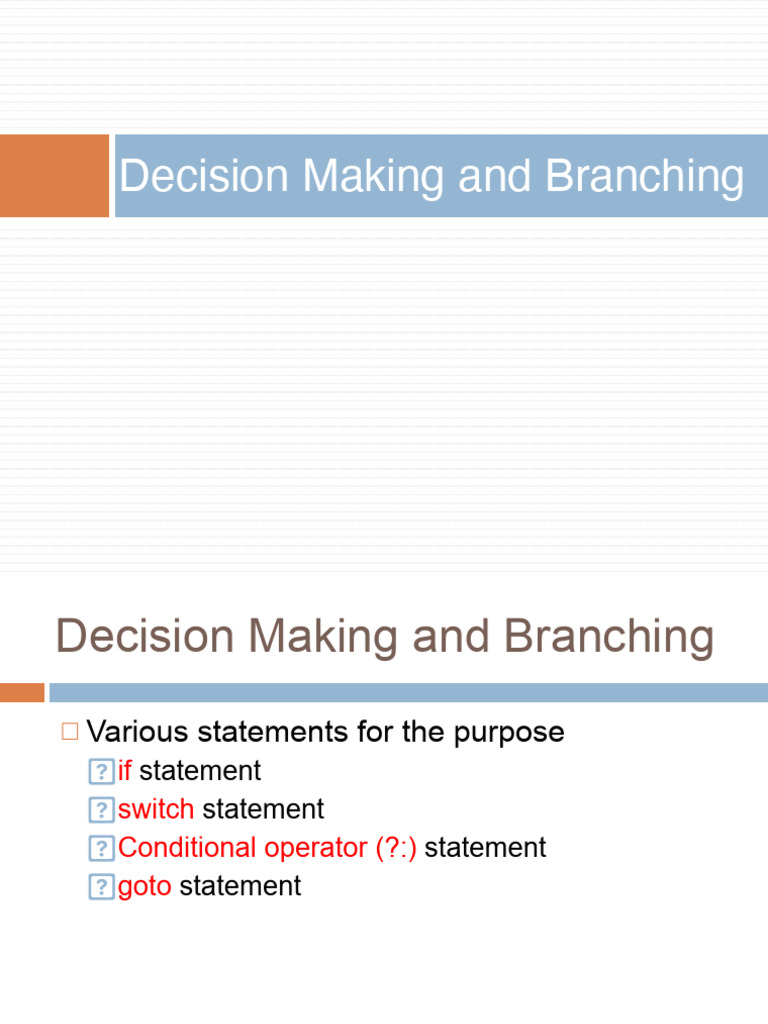 3.decision Making and Brancing | PDF