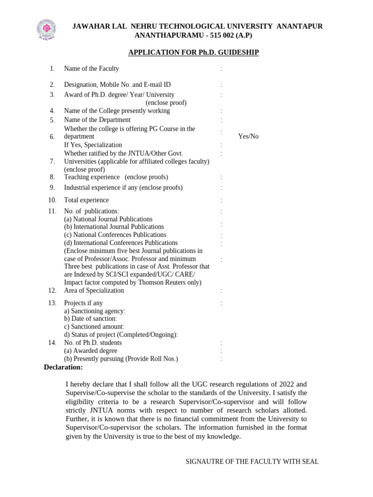 Application For PH.D Guideship | PDF