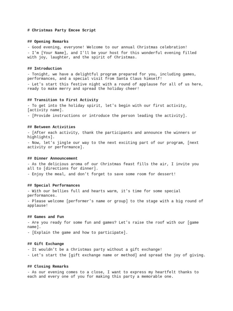 Christmas Emceeing Script | PDF