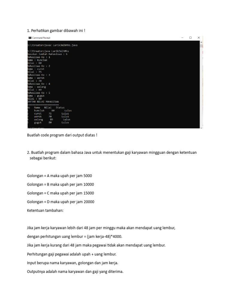 Soal UAS Pemrograman Java | PDF