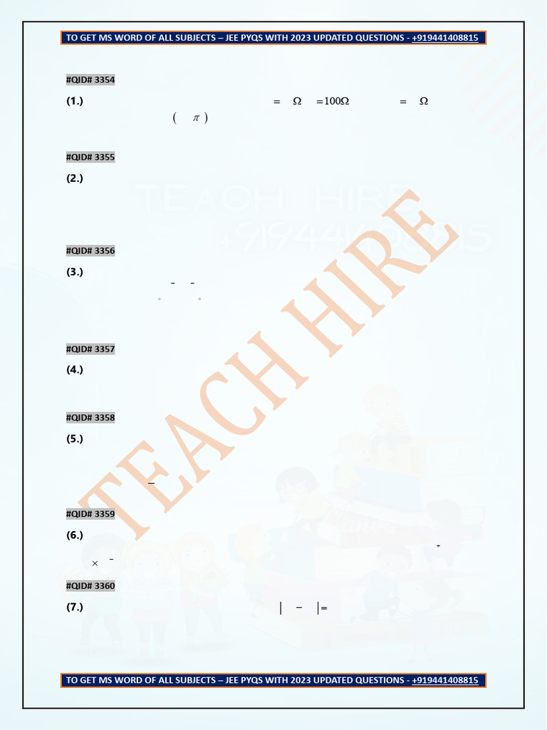 2023 Physics Jee Pyqs Integer Type | PDF