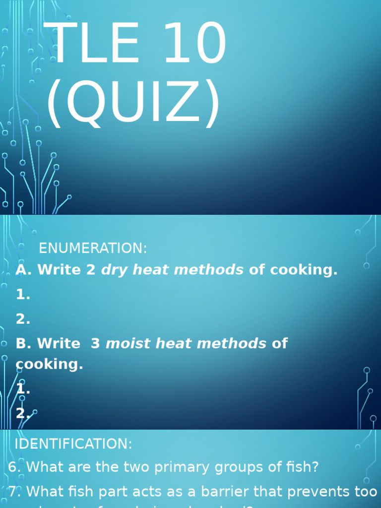 Tle 10 (Quiz) | PDF | Cooking, Food & Wine | Science & Mathematics