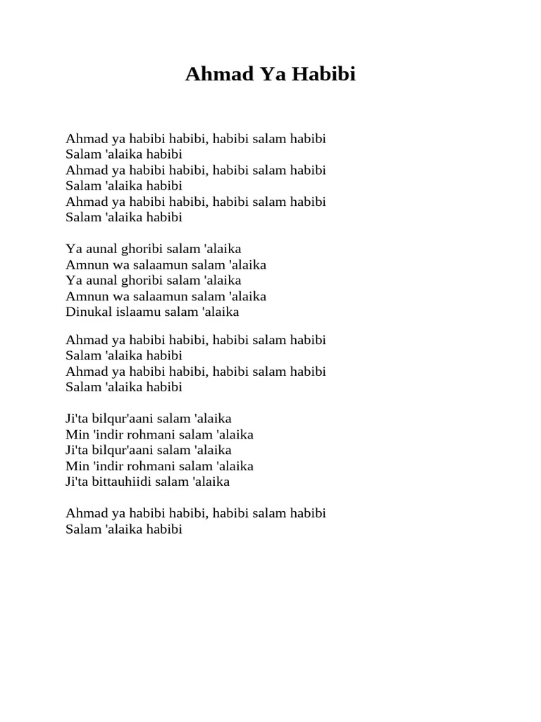 Ahmad Ya Habibi | PDF