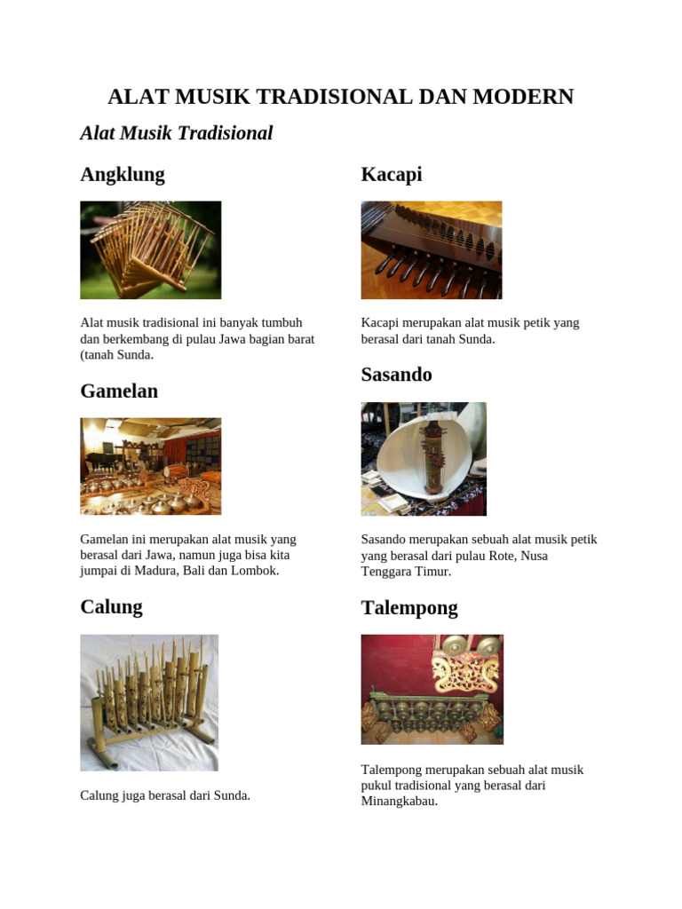 Alat Musik Tradisional Dan Modern | PDF