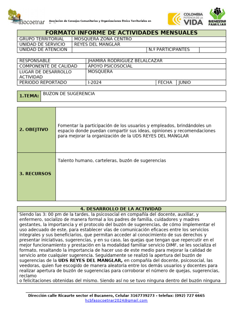 Julio 2024 - Buzon de Sugerencias - Reyes Del Manglar | PDF