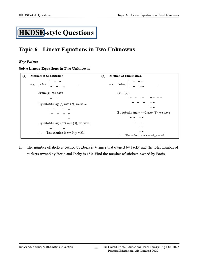 6 Linear Equations In Two Unknowns Pdf