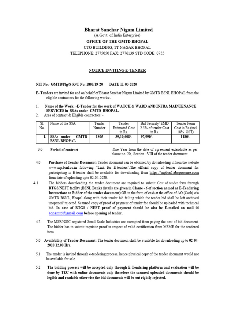1805 DNIT For Watch and Ward | PDF