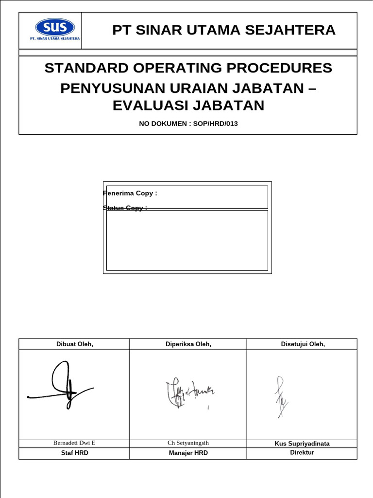 SOP PENYUSUNAN URAIAN JABATAN | PDF