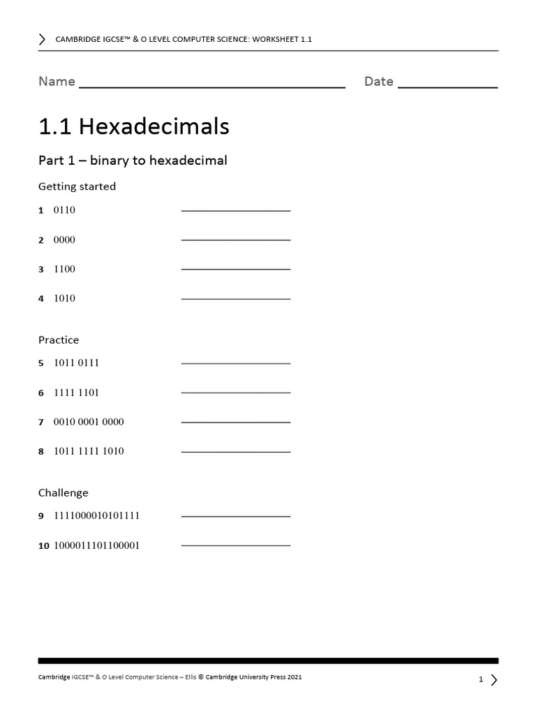 Igcse Compsci 2ed Tr Worksheet 1.1 | PDF Igcse Compsci 2ed Tr Worksheet 1.1 | PDF