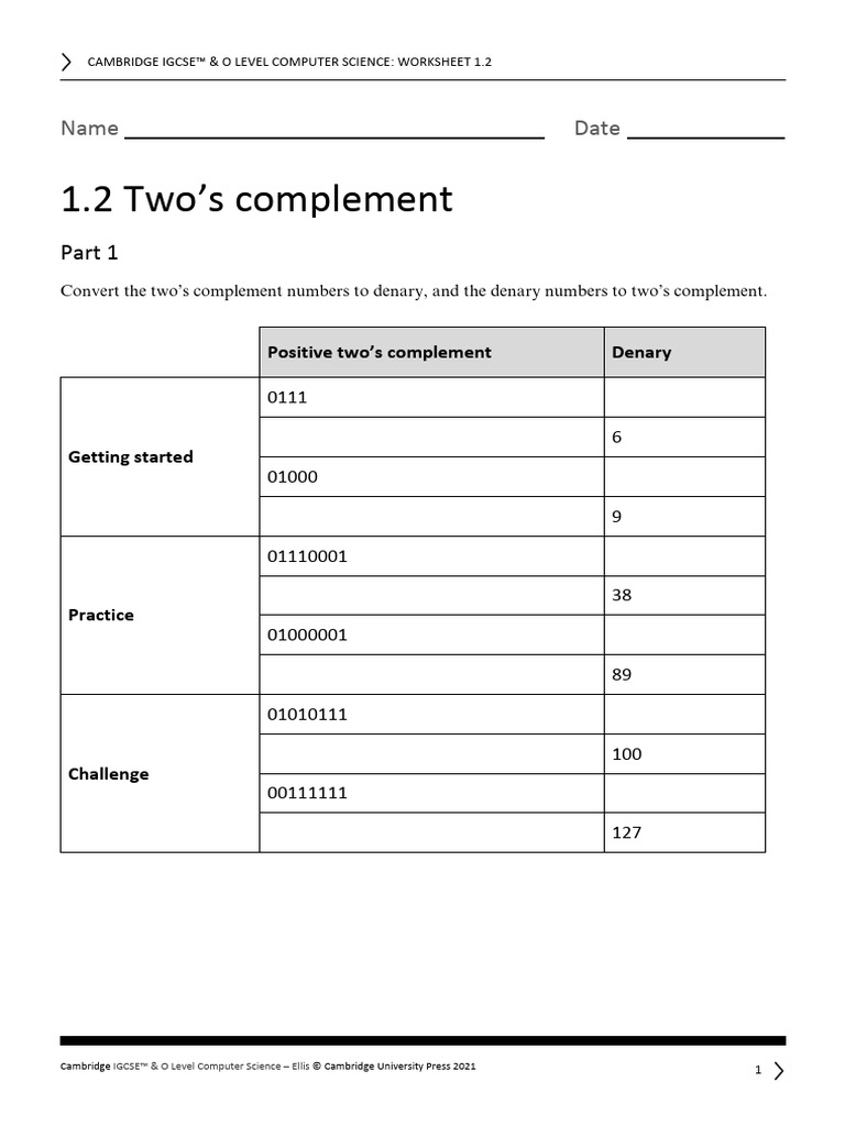 Igcse Compsci 2ed TR Worksheet 1.2 | PDF Igcse Compsci 2ed TR Worksheet 1.2 | PDF