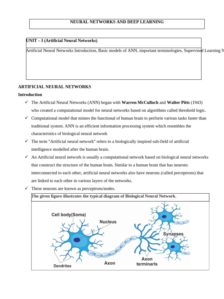 NN-DL Unit 1 Material | PDF