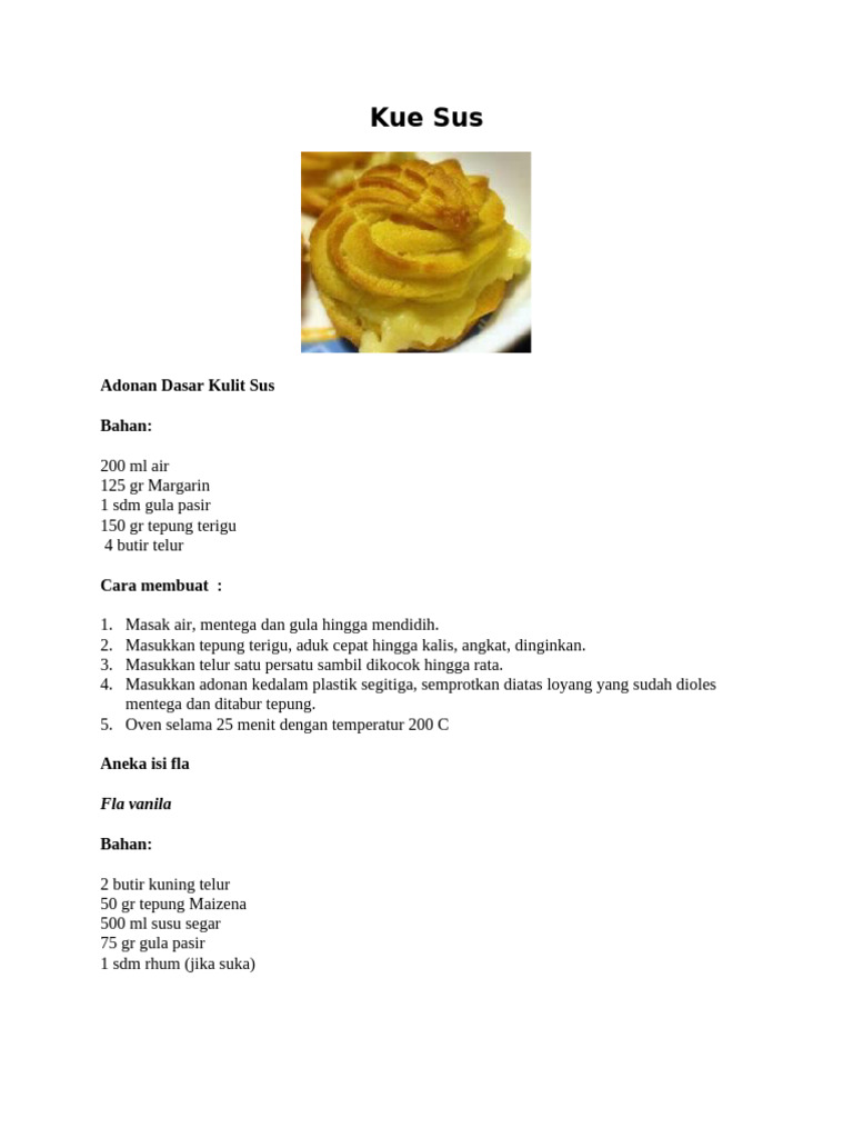 RESEP KUE SUS | PDF