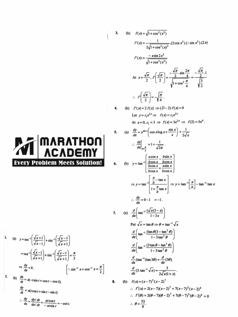 Differentiation Sheet 2 Hints | PDF