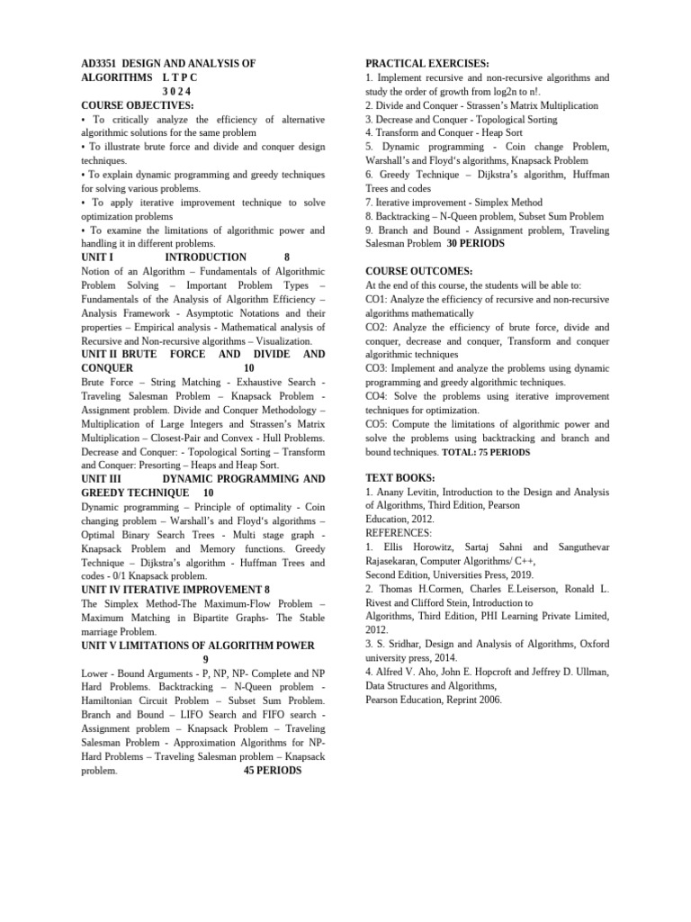 Ad3351 Daa Syllabus Pdf