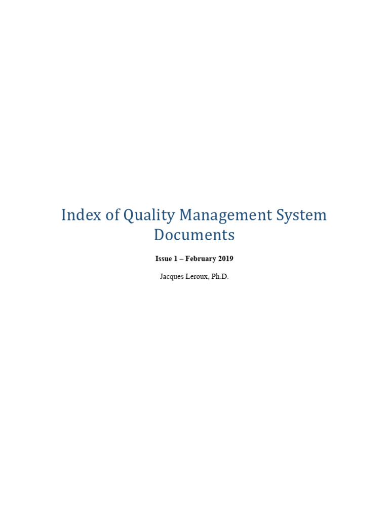 Index of QMS Documents Issue 1 | PDF